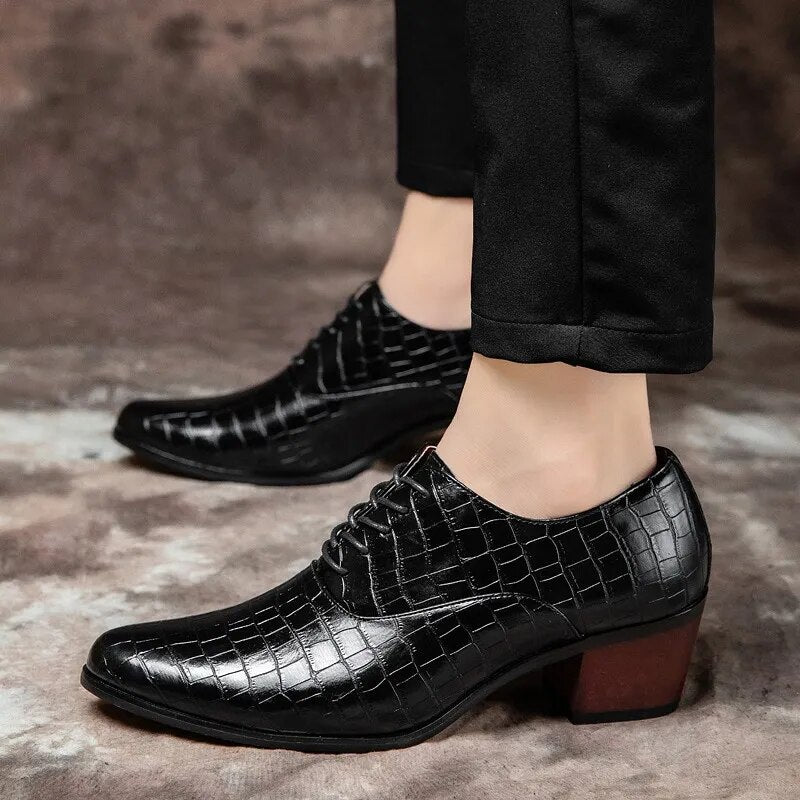Luxury High Heel Shoes Men Classic Black Pointed to Dress Shoes For Me ...